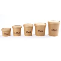 China Degradable Disposable Kraft Paper Takeaway Hot Soup Cups With Lids for sale