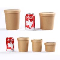 China Degradable Disposable Kraft Paper Takeaway Hot Soup Cups With Lids for sale