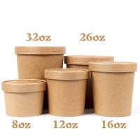 China Degradable Disposable Kraft Paper Takeaway Hot Soup Cups With Lids for sale