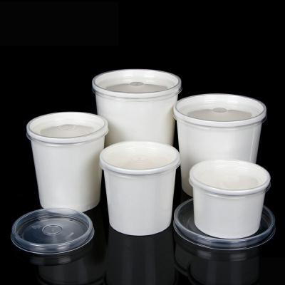 China Disposable White Paper Soup Containers Single Wall 300g Kraft Soup Containers With PP Lid for sale