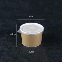 China Multiple Specifications Blank 300g Kraft Paper Disposable Soup Bowls With Clear Plastic Lids for sale