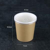 China Multiple Specifications Blank 300g Kraft Paper Disposable Soup Bowls With Clear Plastic Lids for sale