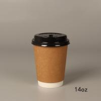 China 8oz 14oz 16oz Disposable Paper Hot/Cold Coffee Cups With Black PP Lid for sale