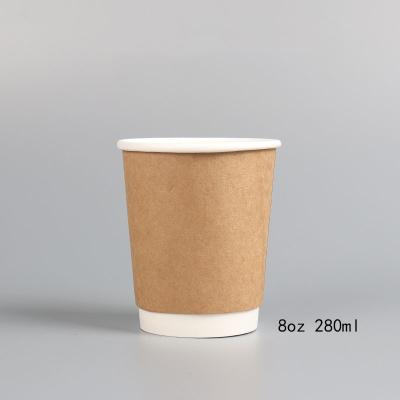 China Various Capacities Biodegradable Disposable Double Wall Kraft Paper Coffee Cups for sale