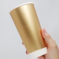 China Double Wall Gold Foil Biodegradable Kraft Paper Cups 8oz 12oz 16oz for sale