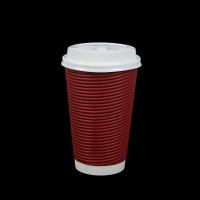 China Compostable Red Coffee Disposable Paper Cusp With Lid For Hot Beverages for sale