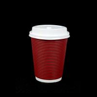China Compostable Red Coffee Disposable Paper Cusp With Lid For Hot Beverages for sale