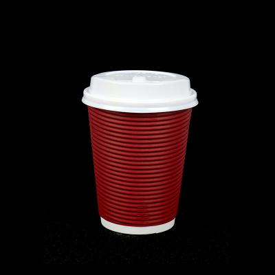 China Compostable Red Coffee Disposable Paper Cusp With Lid For Hot Beverages for sale