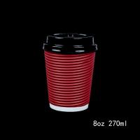 China Compostable Red Coffee Disposable Paper Cusp With Lid For Hot Beverages for sale