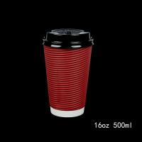 China Compostable Red Coffee Disposable Paper Cusp With Lid For Hot Beverages for sale