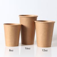 China Disposable Single Wall Brown Kraft Paper Coffee Cups For Hot Drinking for sale