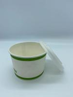 China 8oz Disposable PLA Coating Oil-Proof White Round Hot Soup Bowl With Lid for sale