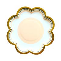 China Ins Petal Shaped 7in Macaron Color Disposable Paper Plate For Party for sale