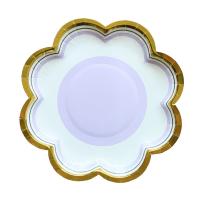 China Ins Petal Shaped 7in Macaron Color Disposable Paper Plate For Party for sale