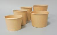 China Food Grade Disposable Kraft Paper Soup Bowls Biodegradable With Lids for sale