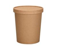 China Brown Disposable Paper Soup Bowl Takeout Round Paper Soup Cup With Lids for sale