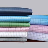China Customizable ESD cleanroom fabric, available in various colors and grid densities, supports twill and stripe weave. for sale
