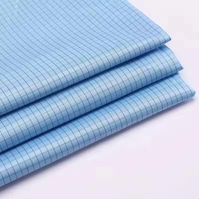 China Blue 5mm Stripe Antistatic Fabric (Polyester + Carbon Fiber Conductive Yarn) for ESD Workwear for sale