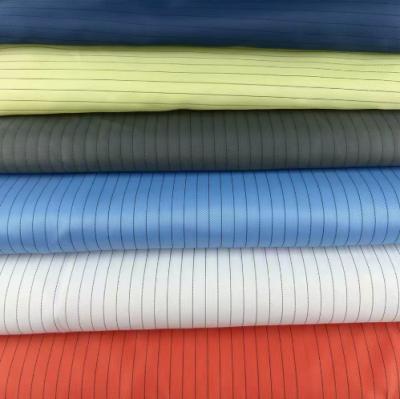China Cleanroom Special ESD Workwear Fabric, 5mm Stripe & Grid, Conductive Material for sale