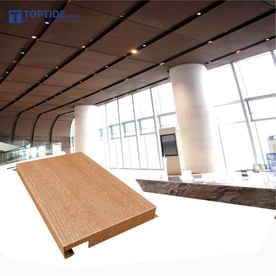 China Decoration Metal Ceiling System Hooks On Ceiling With Wood Look for sale
