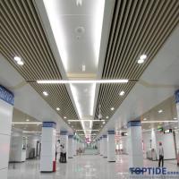 China 30x160 Metallic Pressed Stamped Metal Baffle Panels Customized Wooden Fall Ceiling Plank Designs For Walls And Ceilings for sale