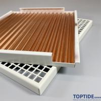 China 300mm Waterproof Suspended Corrugated Aluminium Hook On Ceiling Panel Orange Exterior Wall Ceiling Sandwich Cladding for sale