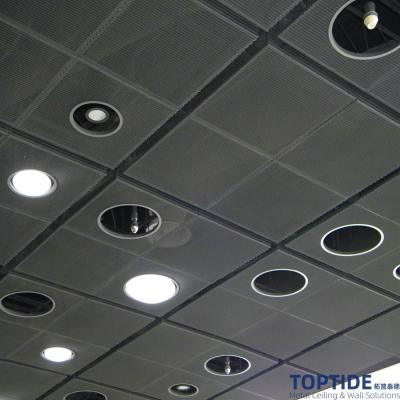 China Diamond Mesh Suspended Matal Ceiling Buidling Floating Aluminium Wire Panels With Frame for sale