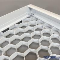 China Unique Design Metal Honeyconb Hook on Ceiling Panel Hexagon Shape Ceiling Tiles for Ceilings and Walls for sale