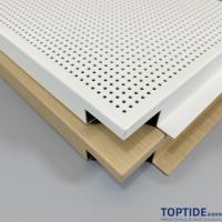China Building Sound Absorbing Perforated Panels Cheap Woodgrain Aluminium Suspended Ceiling Tiles for sale