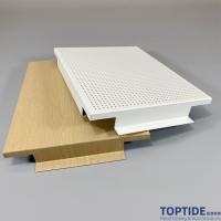 China Building Sound Absorbing Perforated Panels Cheap Woodgrain Aluminium Suspended Ceiling Tiles for sale