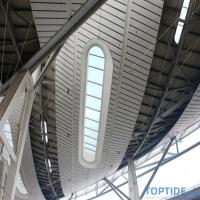 China Exterior PVDF Coating Wavy Aluminium Linear Strip Ceiling Outdoor Windproof Curved Metal Suspended Ceiling for sale