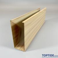 China Suit for Airport Building Materials Wood Grain Color Suspended Aluminium Curved Tube Baffle Ceiling for sale