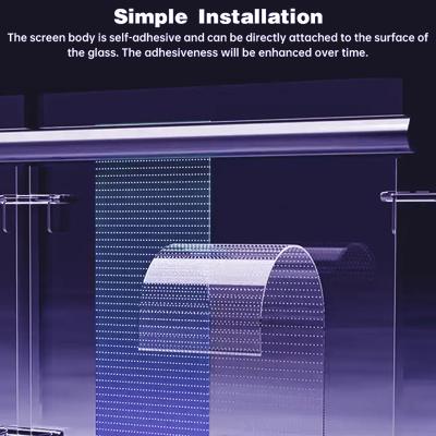China P5 Transparent Flexible LED Film Screen for Glass 2.5mm Ultra Thin Bendable Self-Adhesive Display for sale