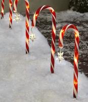 China Solar-powered Christmas star snowflake pendant walking stick lamp holder Christmas scene candy walking stick lamp string light for sale