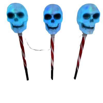 China Red and white skull-shaped waterproof battery box socket lamp, one socket with three outlets, easy and simple to install, perfect for Halloween. for sale