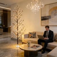 China 1.8m pinecone tree light, led warm white + pinecones, 12v 9w, for luxury hotel/home/commercial, eco-friendly, moq 500 pcs for sale