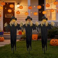 China Halloween Scarecrow Ground Light | 1.2m(H) | 45cm Plug Rod | Glowing Eyes & Sound | Eco-friendly & Waterproof | Home & Commercial | MOQ 500pcs for sale