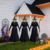 China Halloween Witch Ground Light | 1.3m(H) | 45cm Plug Rod | Glowing Eyes & Sound | Eco-friendly & Waterproof | Home & Commercial | MOQ 500pcs for sale
