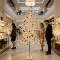 China Luxury LED Christmas Tree with Warm White LED Lights, Collapsible Storage, and Sturdy Metal Stand for Festive Decor for sale