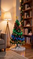 China Pre-Lit Artificial Christmas Tree with Multi-Color LED Lights & Golden Bells Lush Full Christmas Tree with Warm White Fairy Lights for Indoor/Outdoor for sale