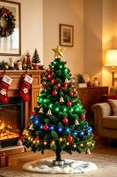 China Pre-Lit Artificial Christmas Tree with Multi-Color LED Lights & Golden Bells Lush Full Christmas Tree with Warm White Fairy Lights for Indoor/Outdoor for sale