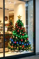 China Pre-Lit Artificial Christmas Tree with Multi-Color LED Lights & Golden Bells Lush Full Christmas Tree with Warm White Fairy Lights for Indoor/Outdoor for sale