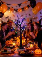 China 6FT LED Black Tree Light with Multicolor Lights, Artificial Spooky Tree Lamp with Bendable Branches, Plug-in Decorative Tree for Home Party Holiday Decoration Indoor Use for sale