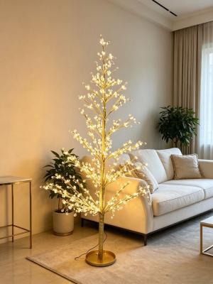 China Gold Dandelion LED Tree Light – Warm white, realistic firework-style tree light featuring bendable branches and a metal base. for sale