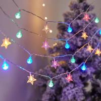 China Multicolor Star Bubble Ball Curtain Lights, LED Fairy String Lights with Two Kinds Pendants, Window Wall Hanging Decor Lights for 【Customizable】 for sale