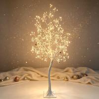 China Ins Aesthetic White Birch Light Tree, Glowing Mini Artificial Tree with Ornaments, Warm Fairy Lights for Bedroom Xmas Decor for sale