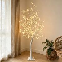 China Ins Aesthetic White Birch Light Tree, Glowing Mini Artificial Tree with Ornaments, Warm Fairy Lights for Bedroom Xmas Decor for sale