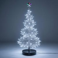 China Pre-lit Artificial Christmas Tree with Metal Frame Structure, Flocked Snow Xmas Tree Decorated with Gold Baubles, Red Bow & Star Topper, Warm LED Lights Indoor Holiday Home Decor Tree for sale