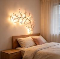 China This wall-mounted lamp features naturally curved branches adorned with red plum blossoms in a gradient hue; it effortlessly creates a soothing home atmosphere without the need for complex renovations. for sale
