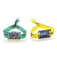 China Cloth Rope Disposable Rfid Wristbands Woven Fabric One Time Use Function for sale